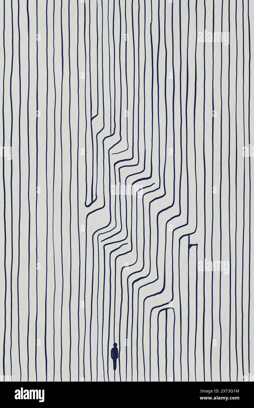 An intriguing abstract illustration featuring a solitary figure ...