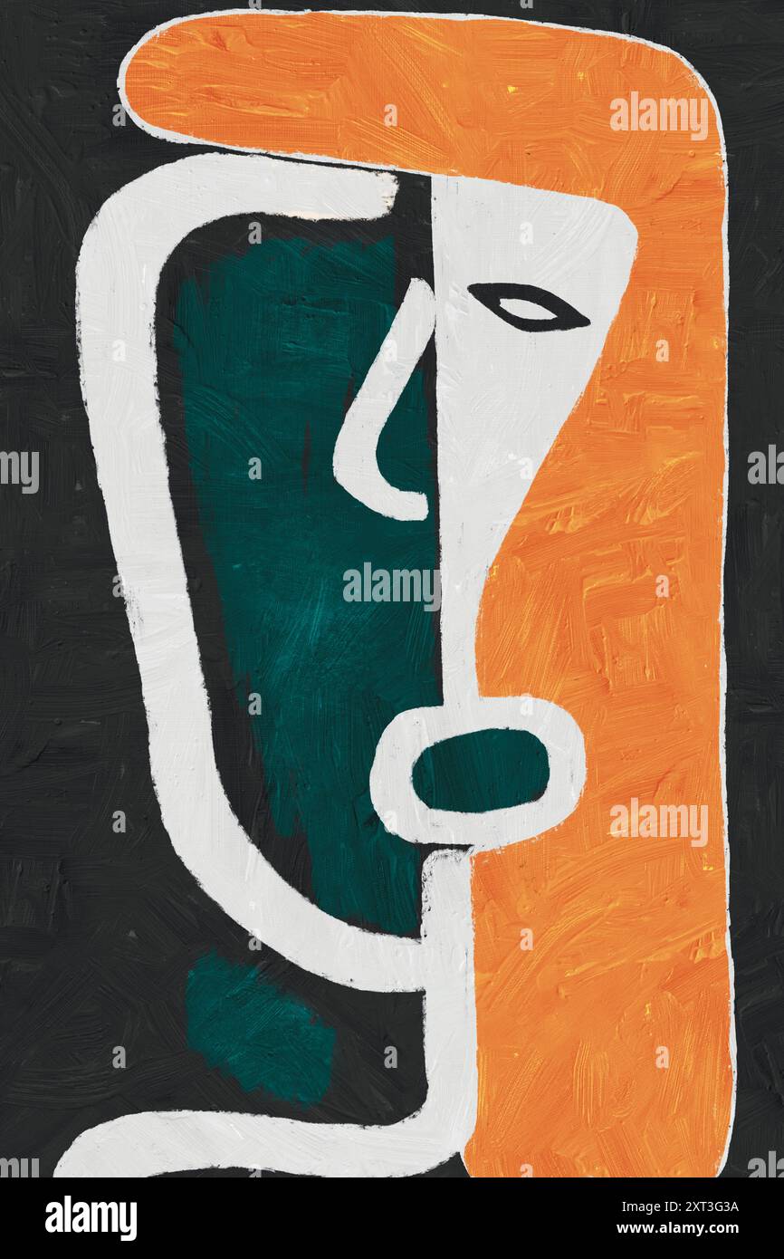 A striking abstract Illustration depicting a stylized human face using ...