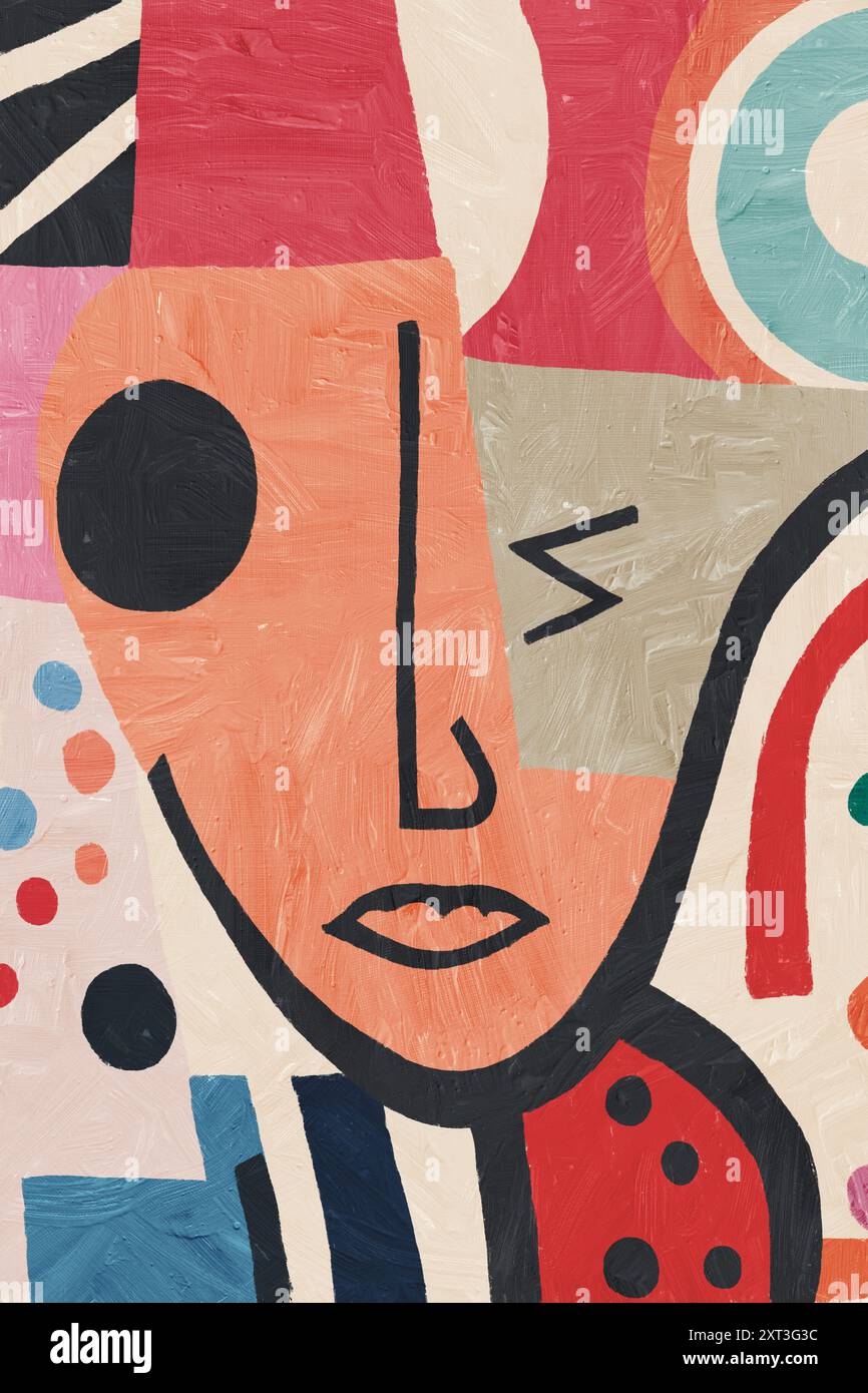 This illustration features an abstract depiction of a face made through ...