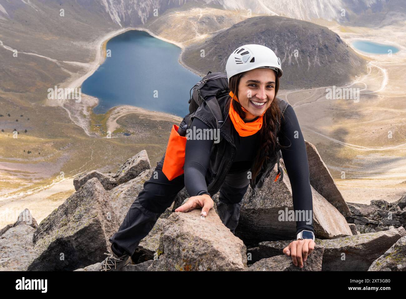 Female hiker camera helmet hi-res stock photography and images - Alamy