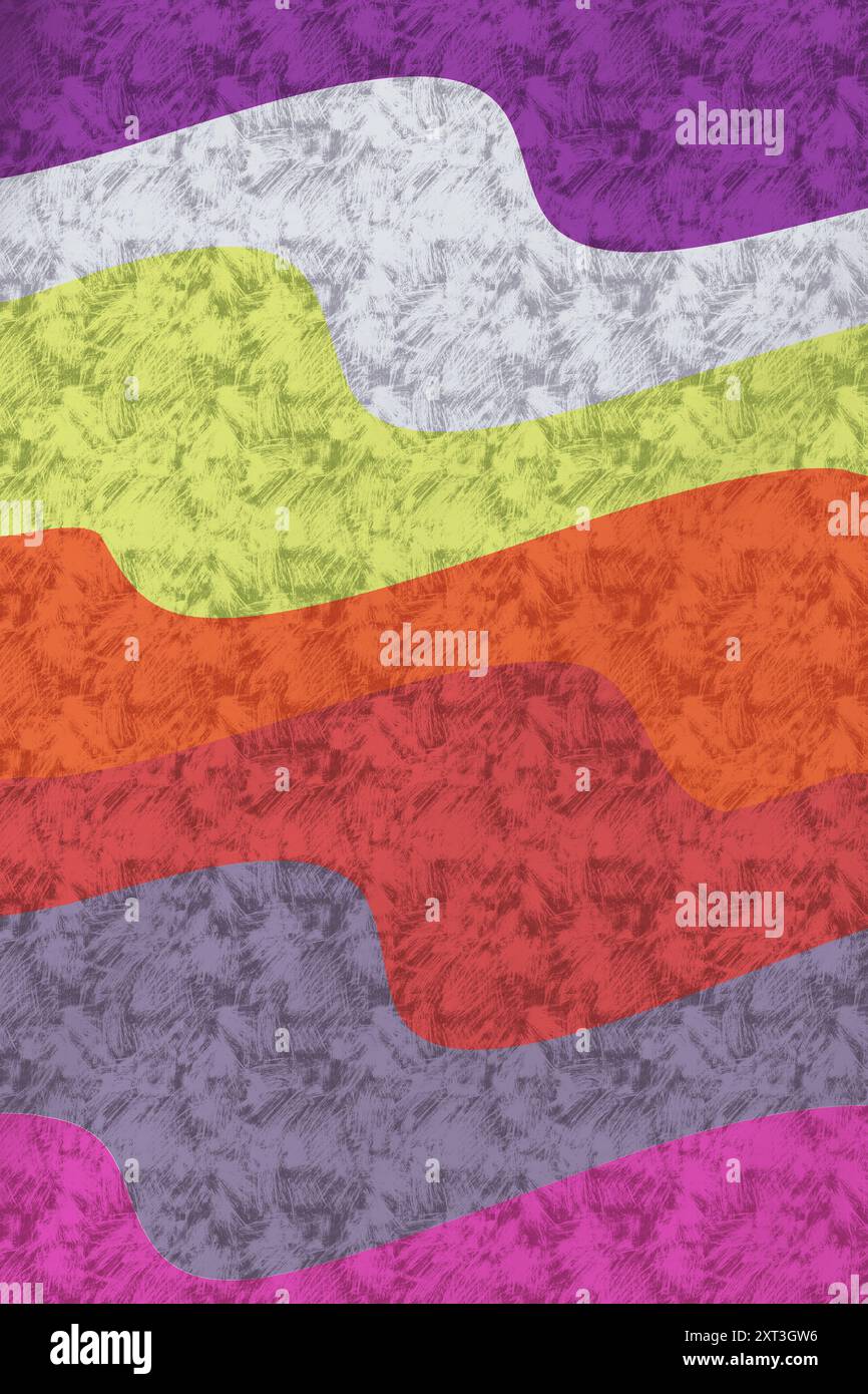 A vibrant abstract illustration consisting of multiple layered wave ...