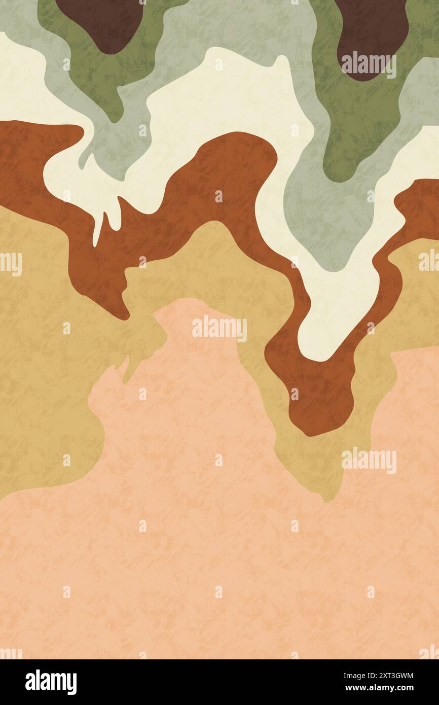 A digital illustration featuring flowing, organic shapes in a palette ...