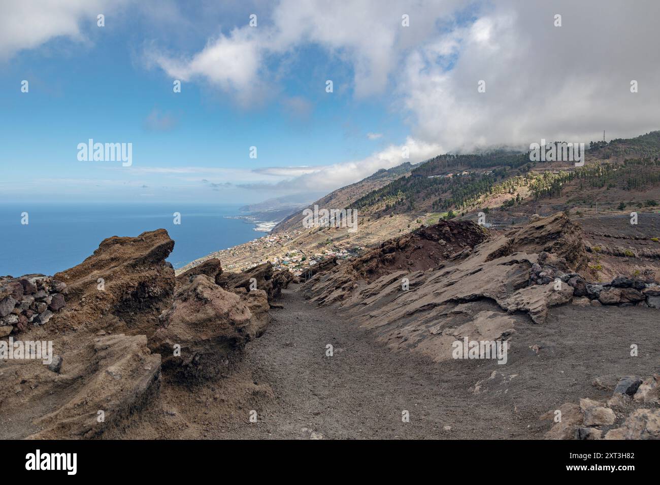 Majestic view of the rugged terrain and crater at San Antonio volcano ...