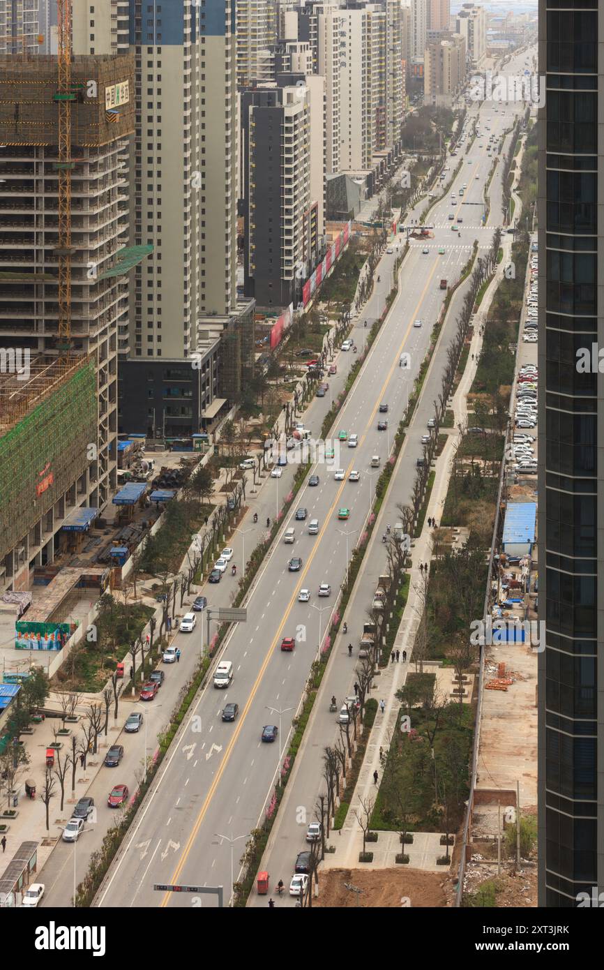 The aerial view captures Shanghai's bustling urban development with ...