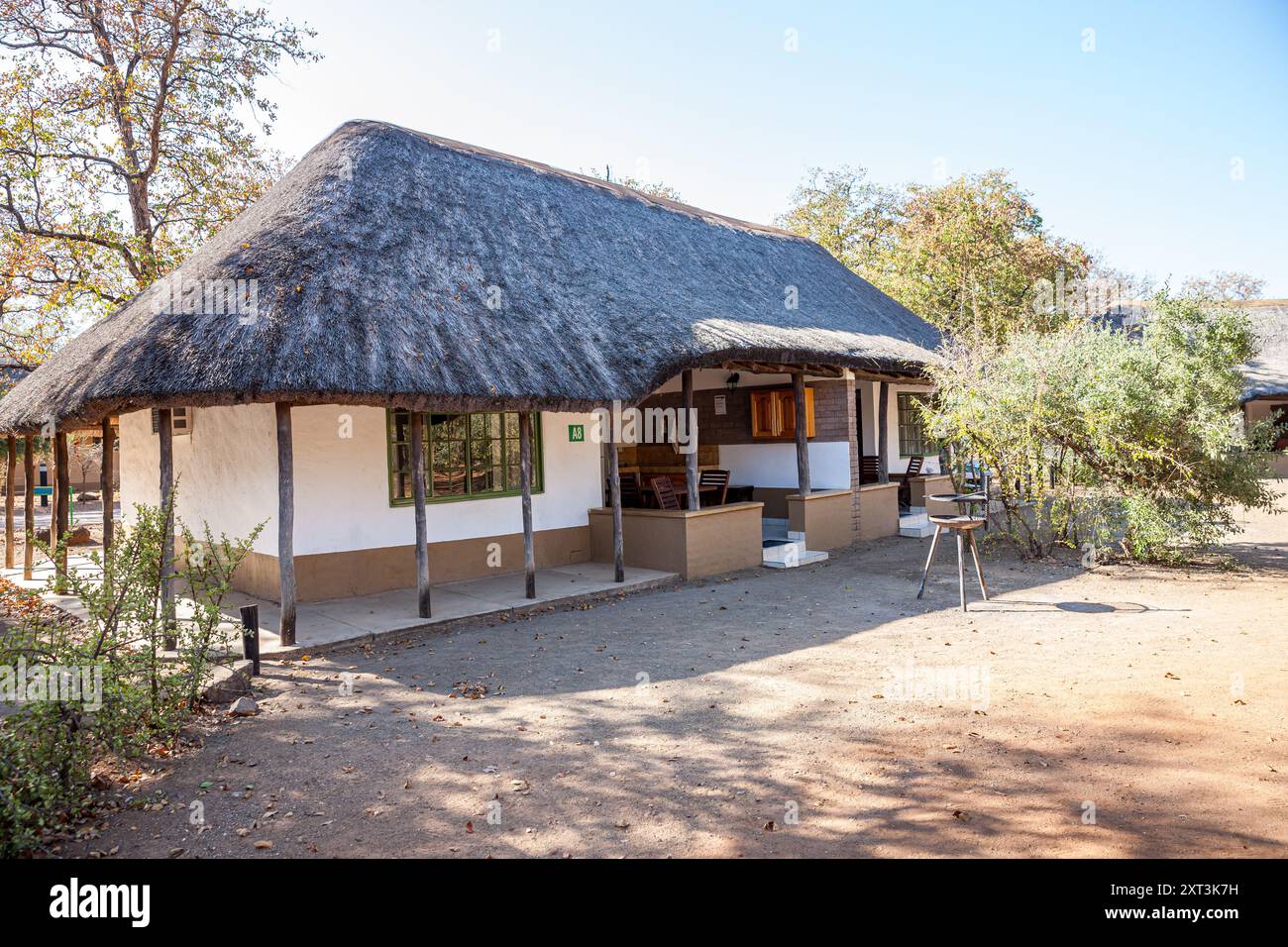 South Africa, Kruger National Park, Typical bungalow in Shingwedzi rest ...