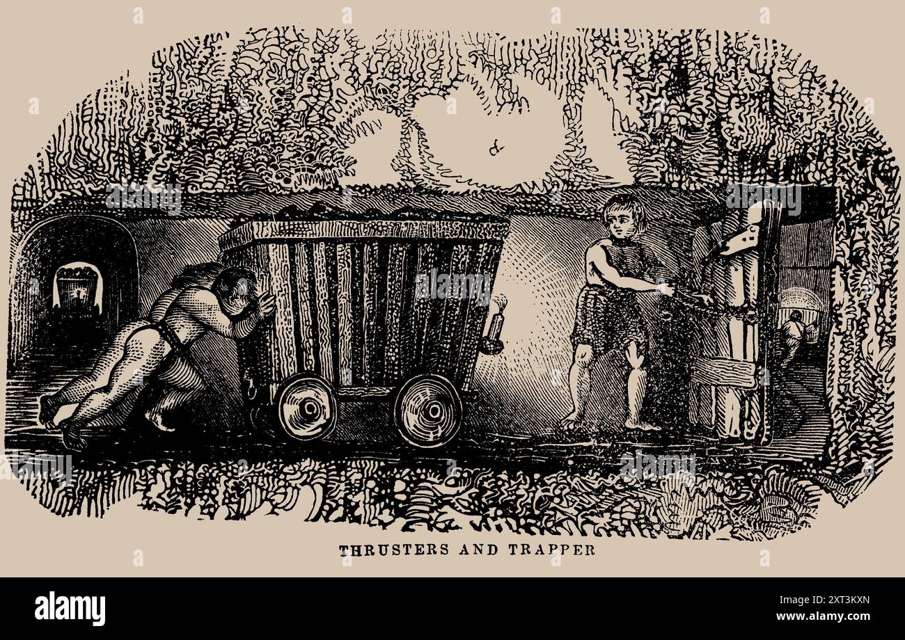 Child labour in coal mines: Two thrusters and a trapper in a coal mine ...