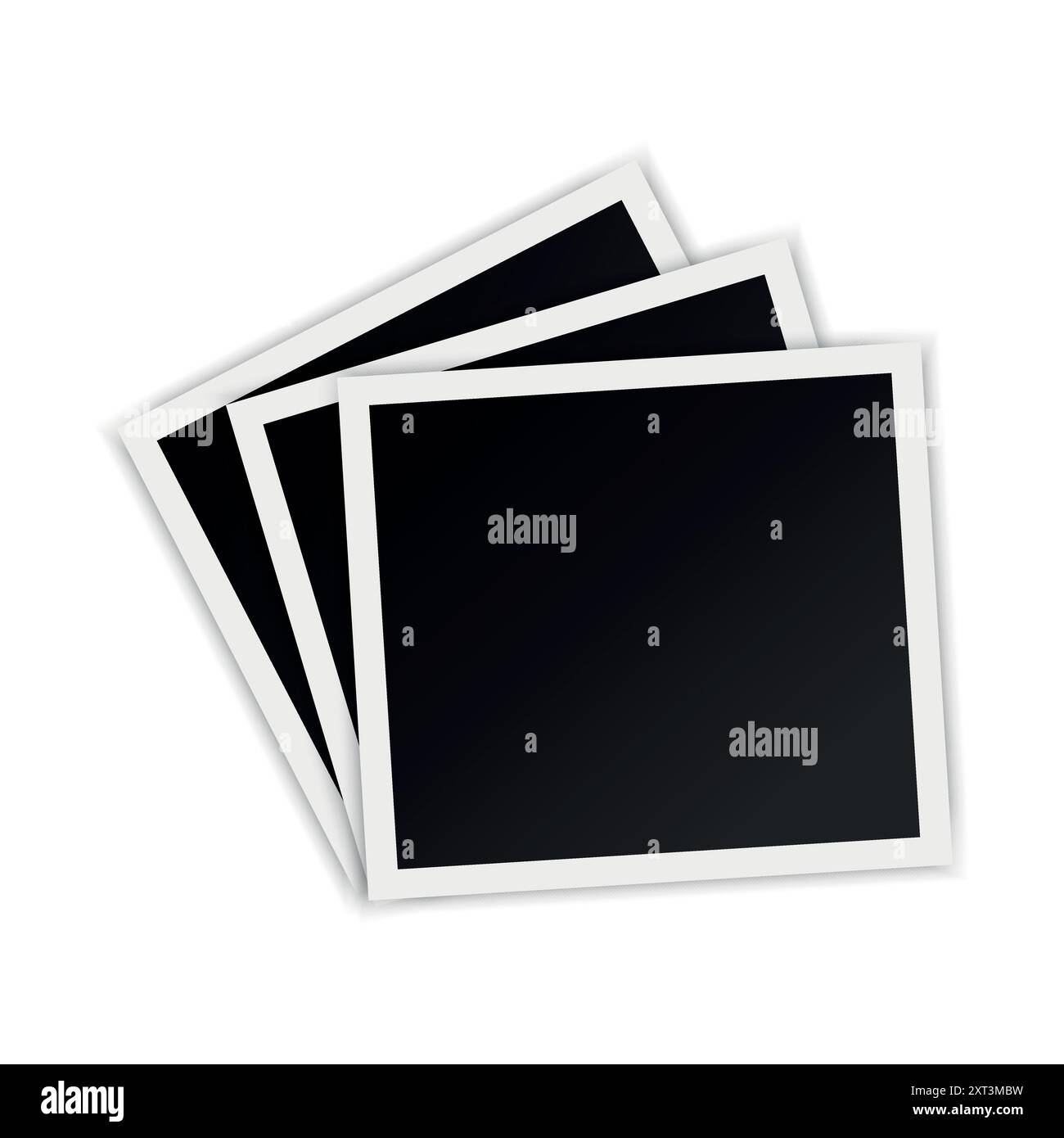 Stack of retro photo cards. Blank instant photo frames isolated on ...