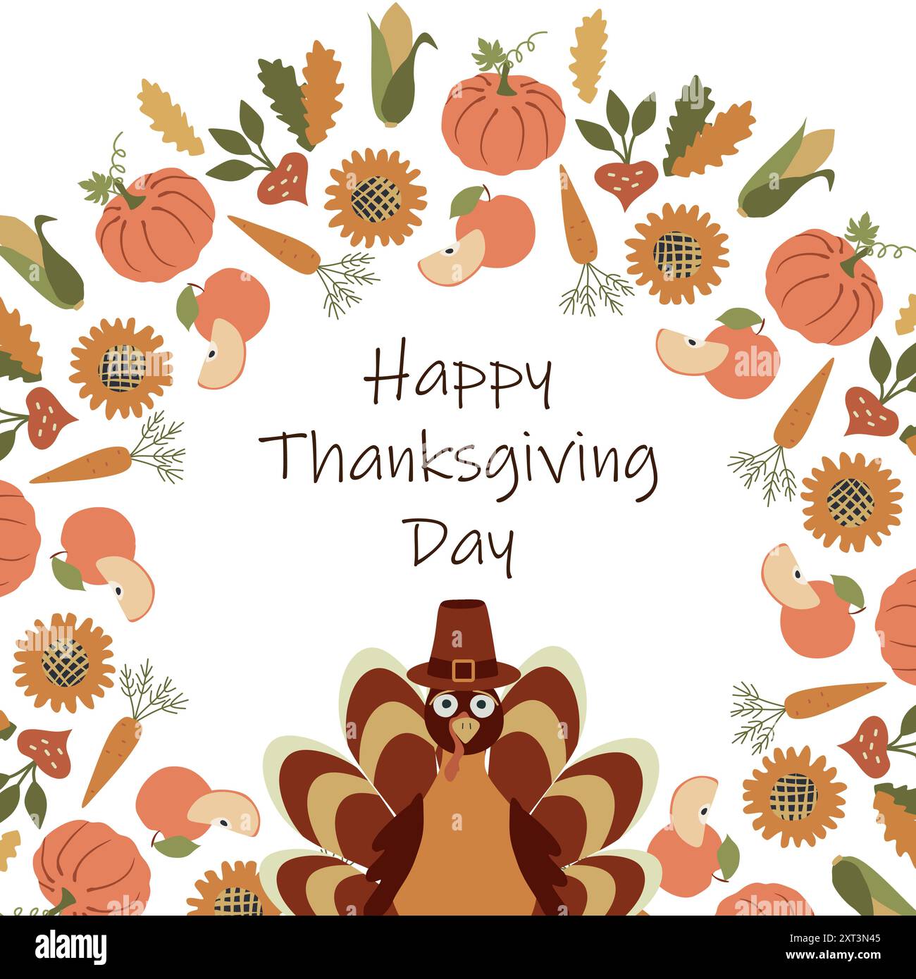 Happy thanksgiving day Greeting Card, orange pumpkins Vignette, frame ...
