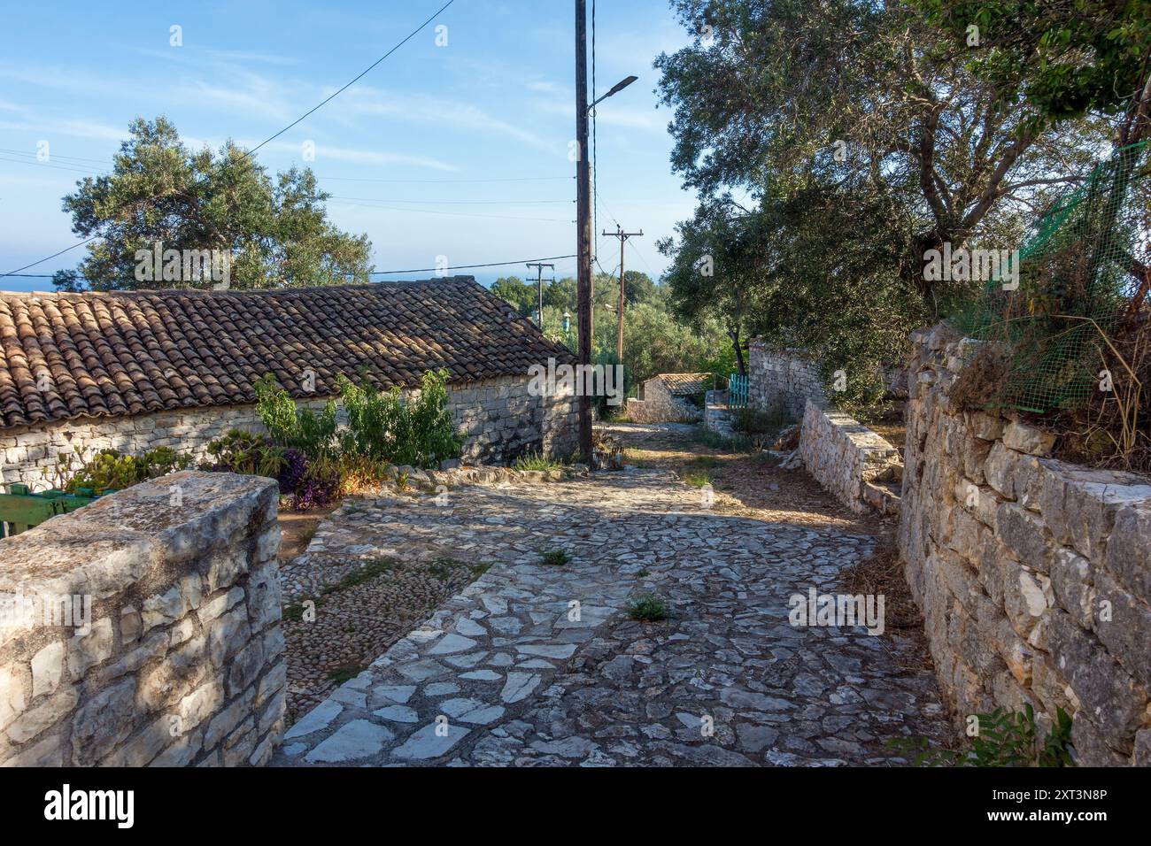 Architecture in Vitsentsiatika village in Othonoi island, Greece Stock ...