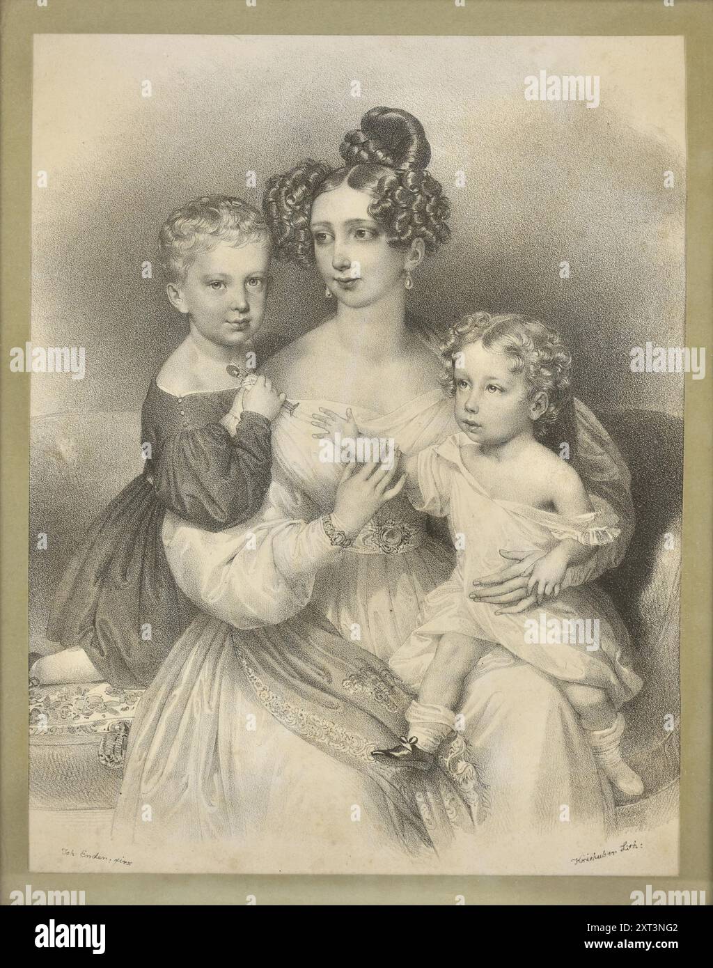 Archduchess Sophie with her children Archduke Franz Joseph and Archduke Maximilian, c1835. Found ...