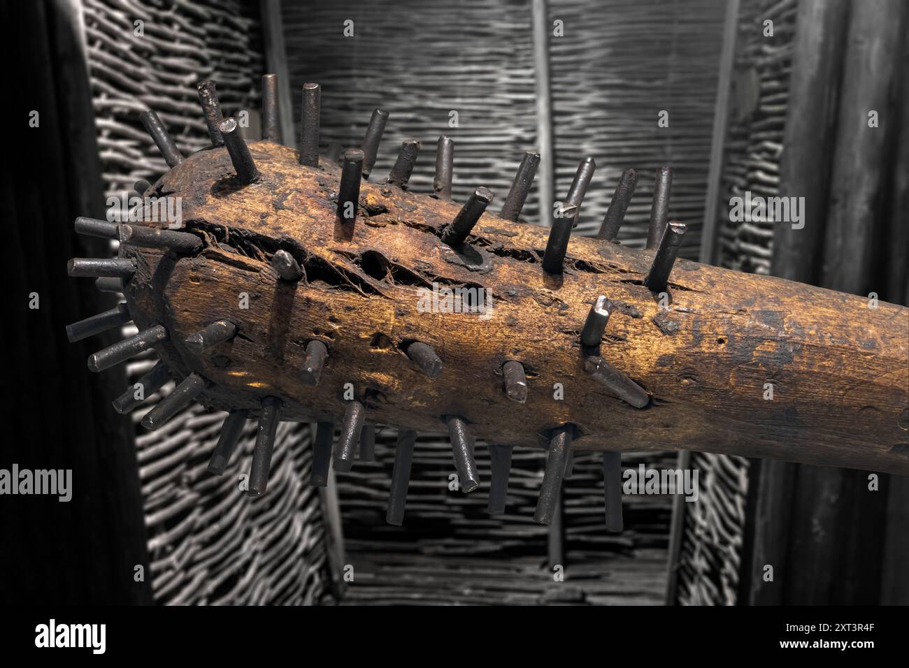 A stick with steel spikes for fighting in the trenches of the First ...