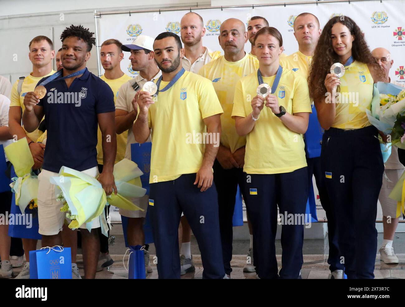 KYIV, UKRAINE - AUGUST 13, 2024 - Ukrainian wrestlers Zhan Beleniuk ...