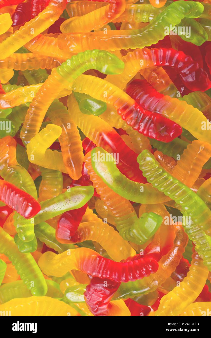 Juicy colorful jelly sweets. Gummy candies. Snakes Stock Photo - Alamy