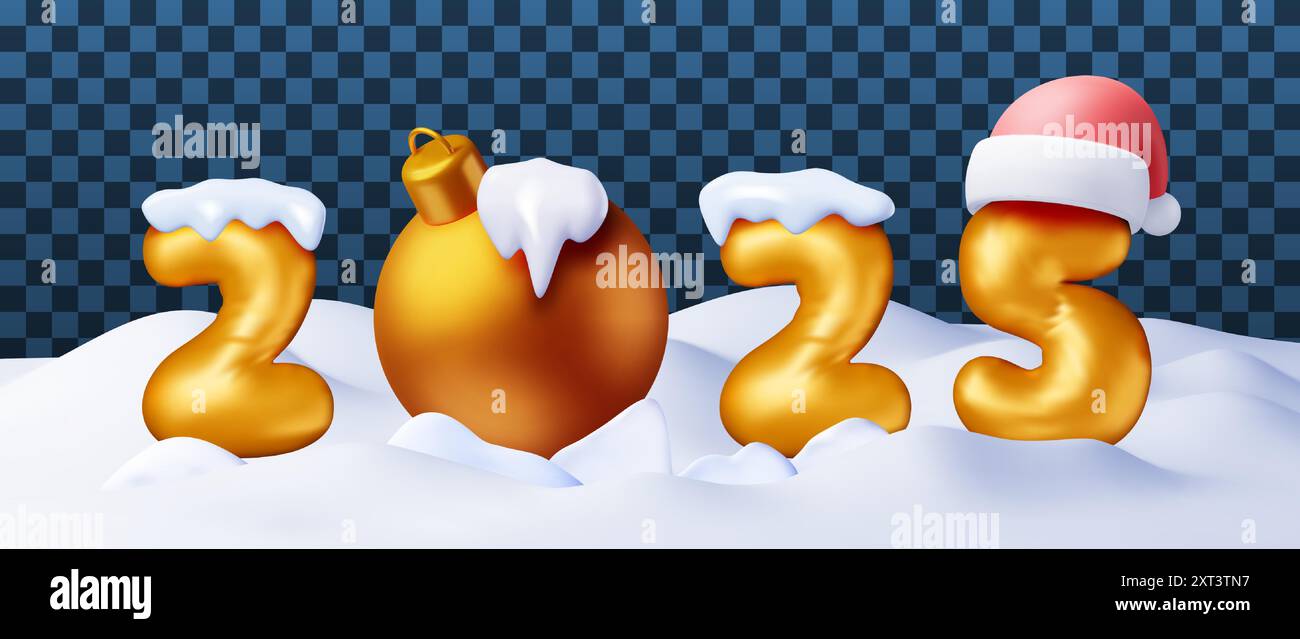 3d gold balloon 2025 new year symbol in snow Stock Vector Image & Art ...