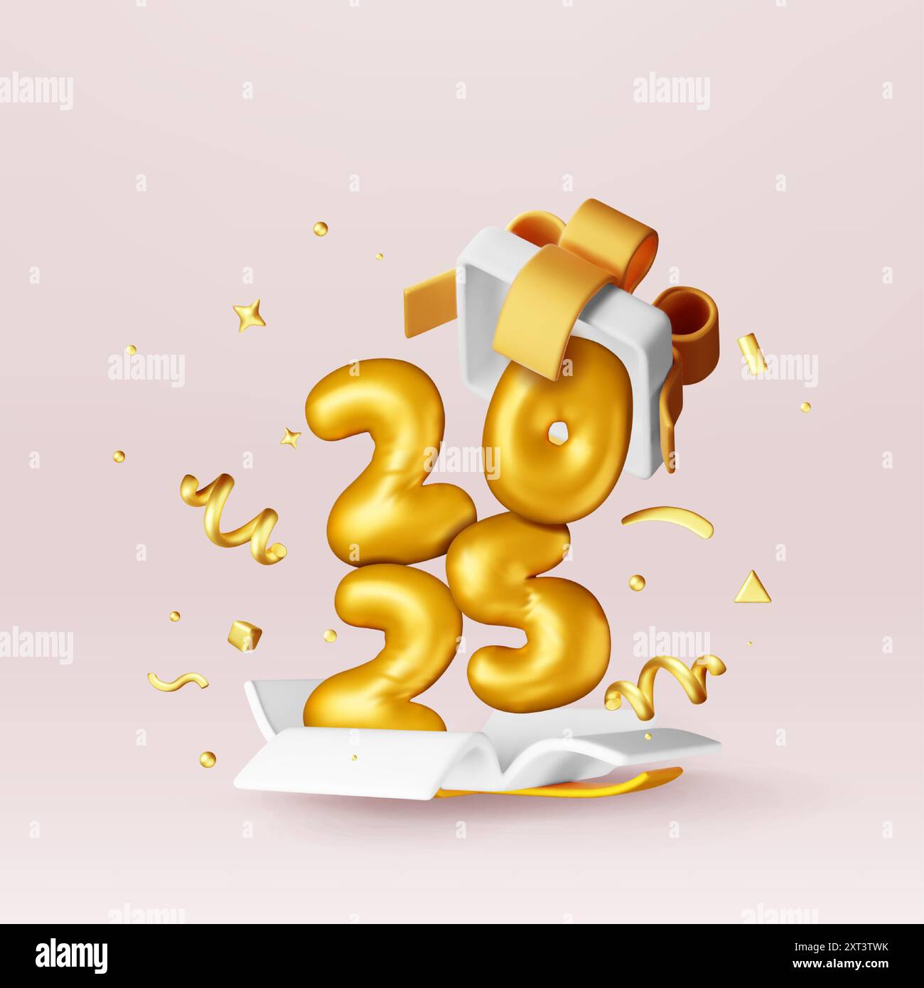 3D open gift box with number 2025 and confetti Stock Vector Image & Art ...