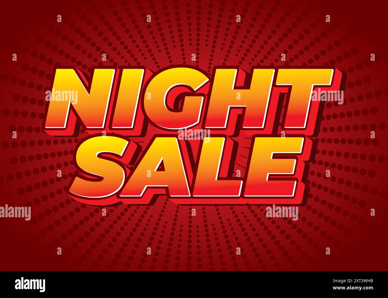 Night sale. Text effect design in 3D look with modern colors Stock ...