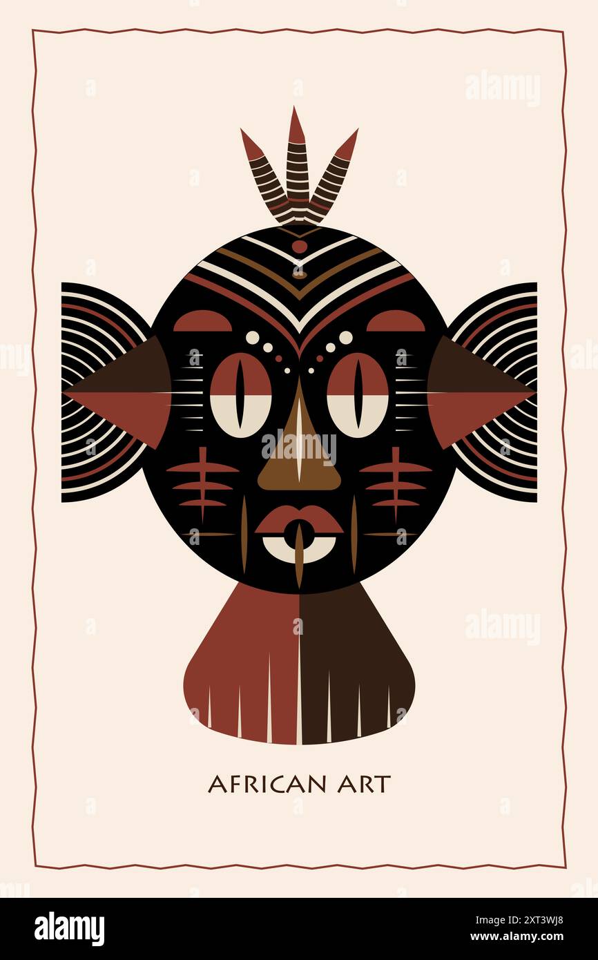 African mask ethnic tribal ritual flat vector illustration Primitive ...