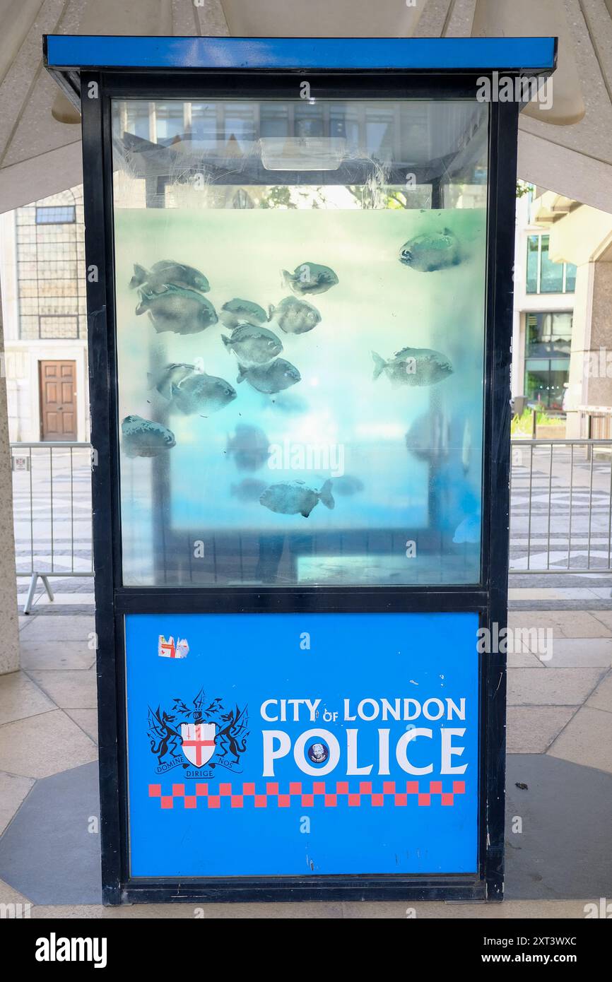 London, UK, 13th August, 2024. The police sentry box featuring a ...