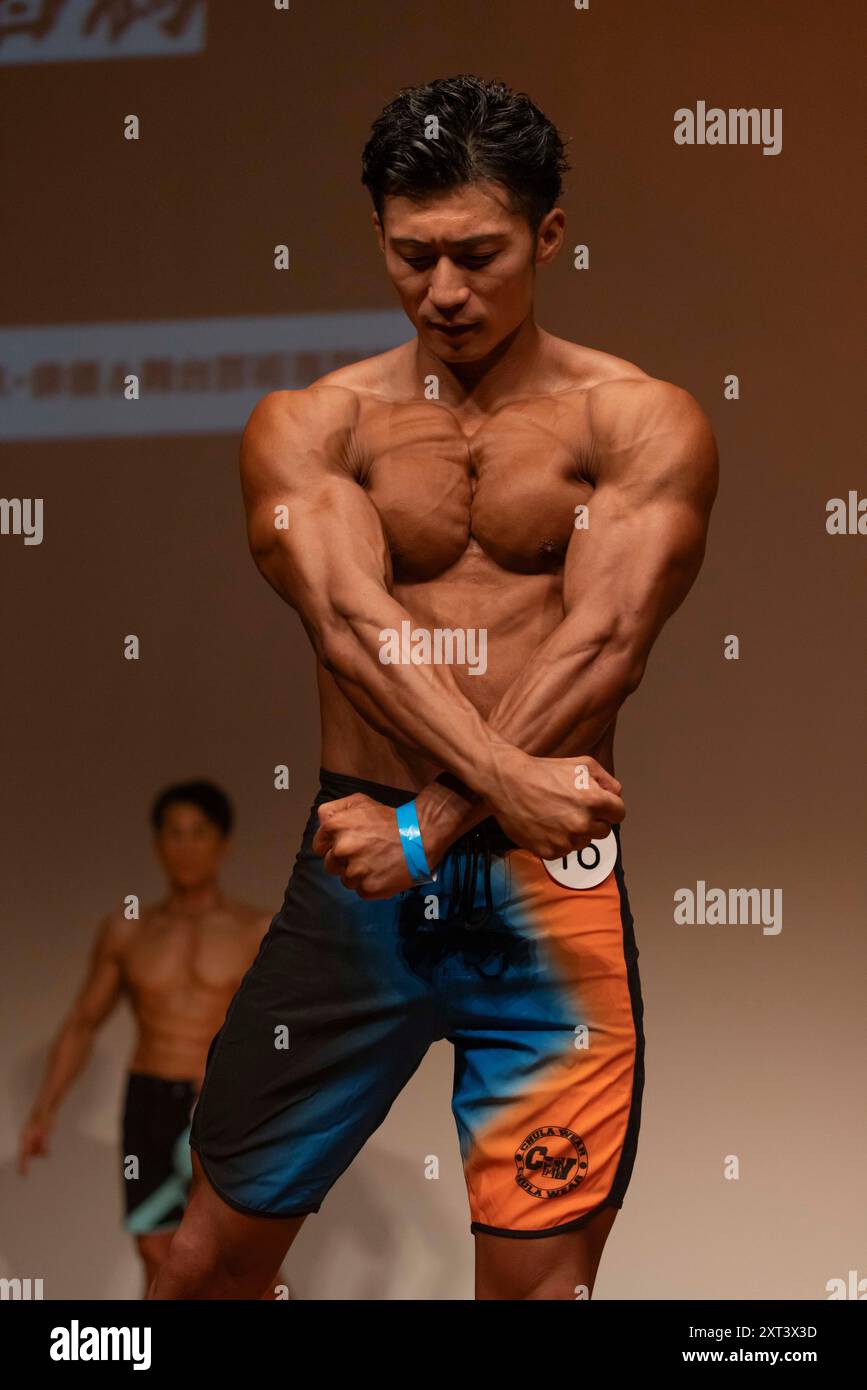 Ak? Y?ma poses during Men's Physique competition at ANNBBF's 1st Kanto ...