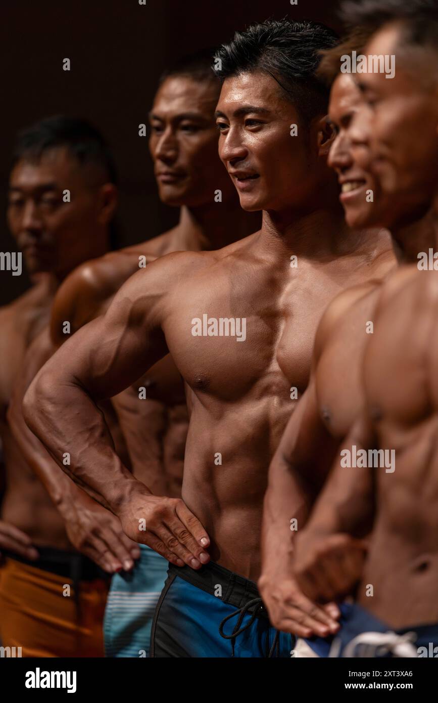 Ak? Y?ma poses during Men's Physique competition at ANNBBF's 1st Kanto Open All Natural ...