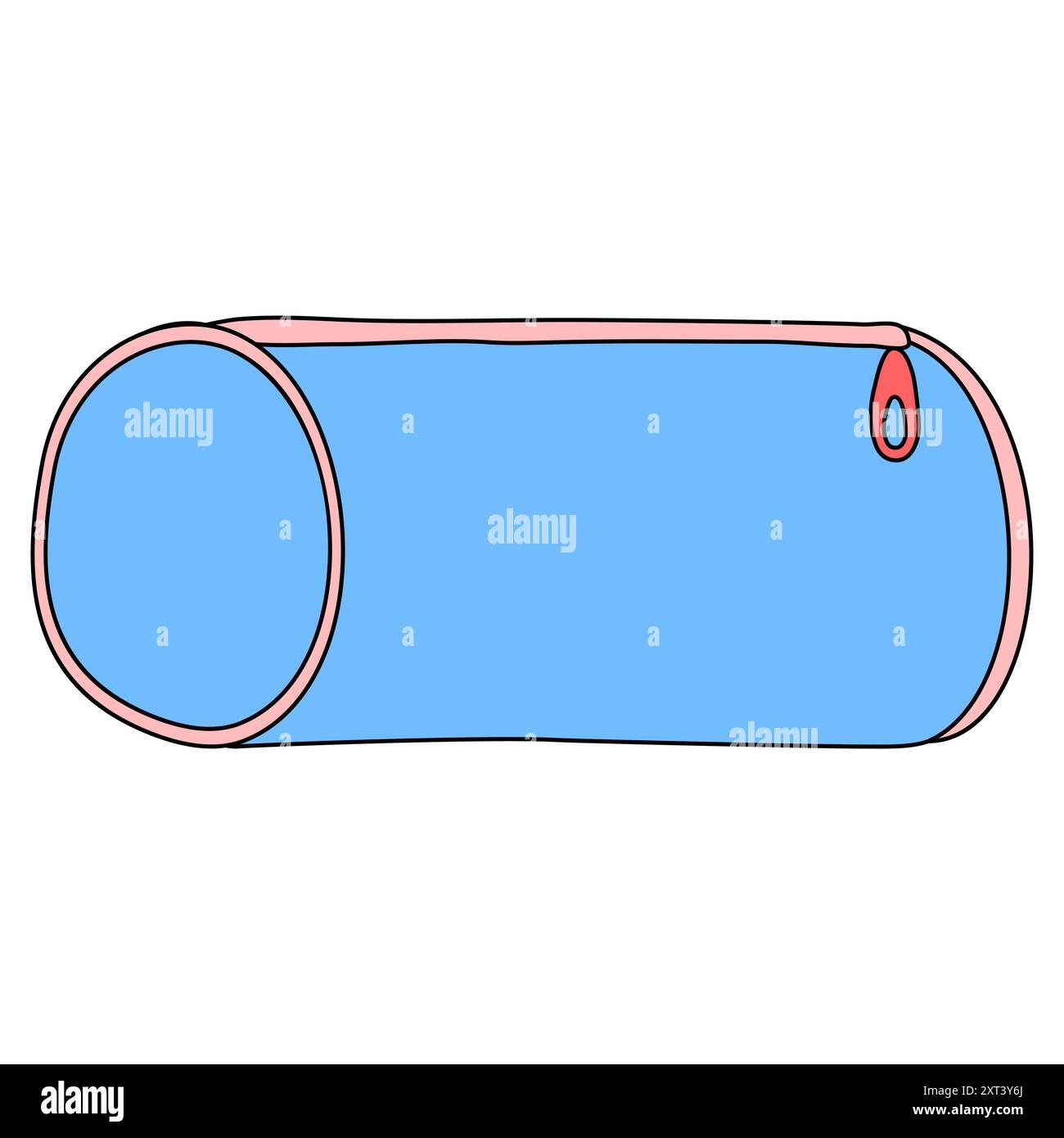 Blue cylinder pencil case, back to school concept, doodle style vector ...