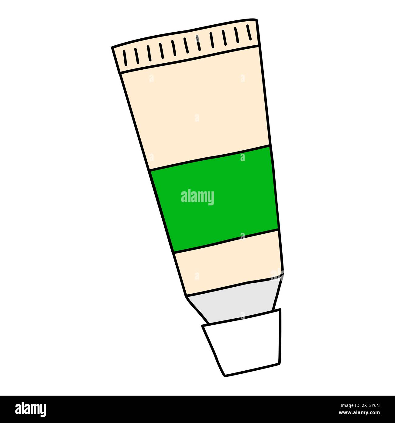 Green paint tube, back to school concept, doodle style vector ...