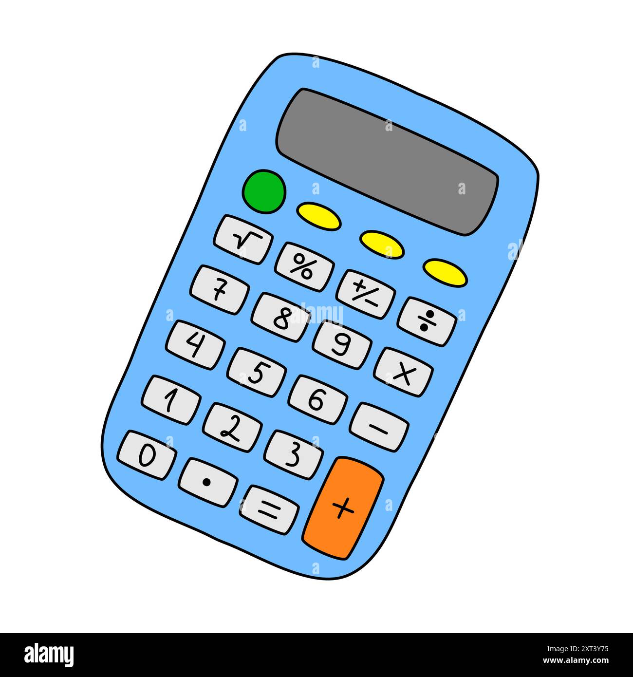 Blue electronic calculator, back to school concept, doodle style vector ...