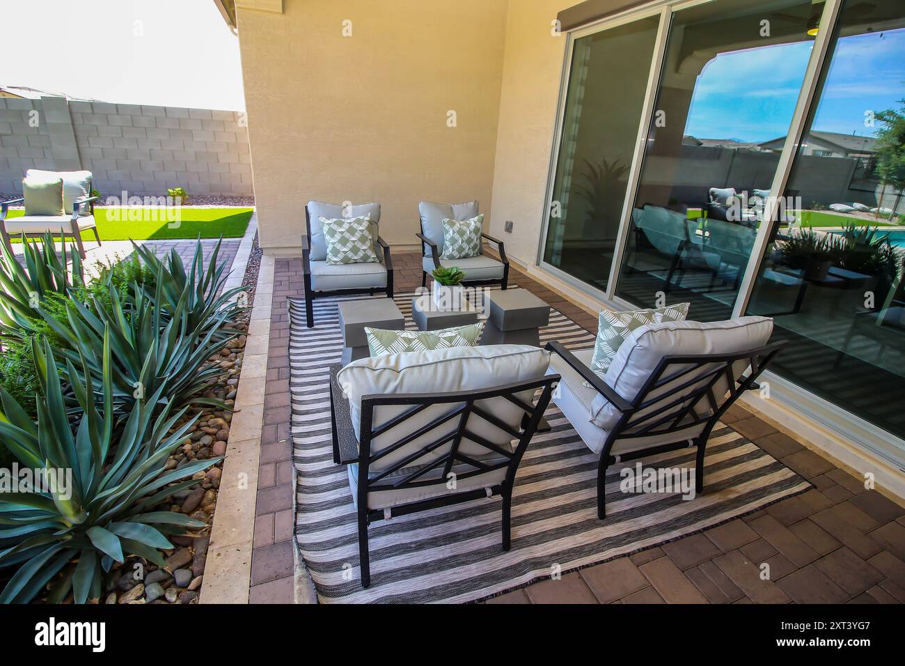 Back Yard Patio Furniture Conversation Area Stock Photo - Alamy
