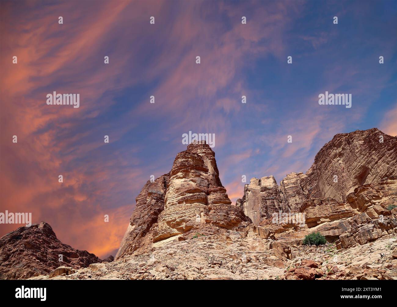 Mountains of Wadi Rum Desert also known as The Valley of the Moon is a ...
