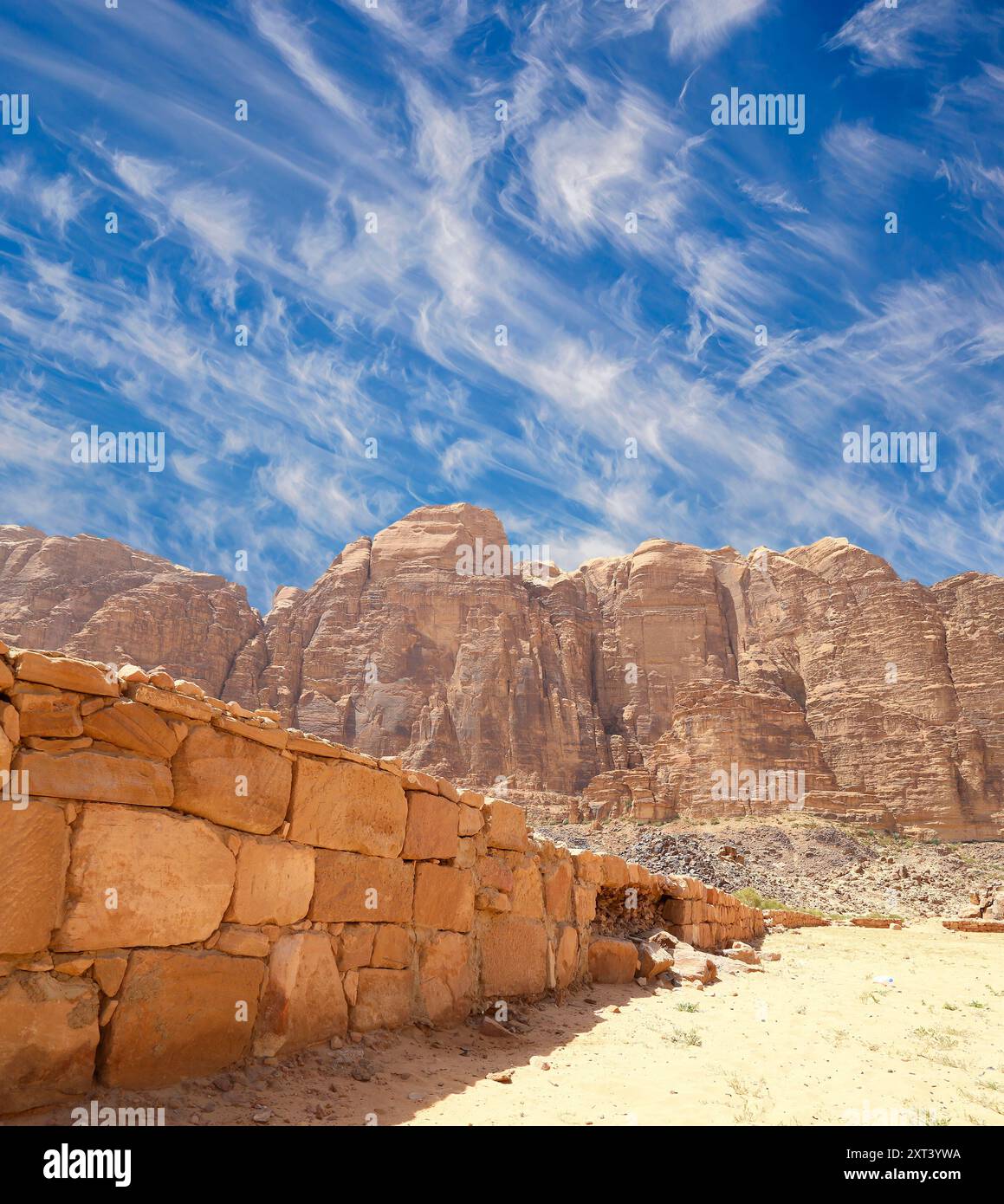 Mountains of Wadi Rum Desert also known as The Valley of the Moon is a ...