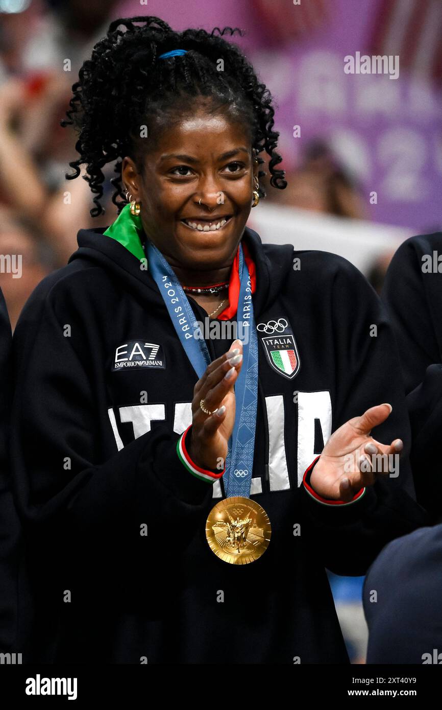 Myriam Fatime Sylla of Italy celebrates at the end of the Volleyball ...