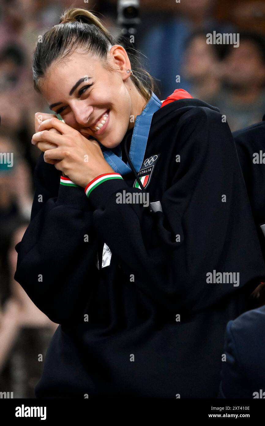 Alessia Orro of Italy celebrates at the end of the Volleyball gold ...