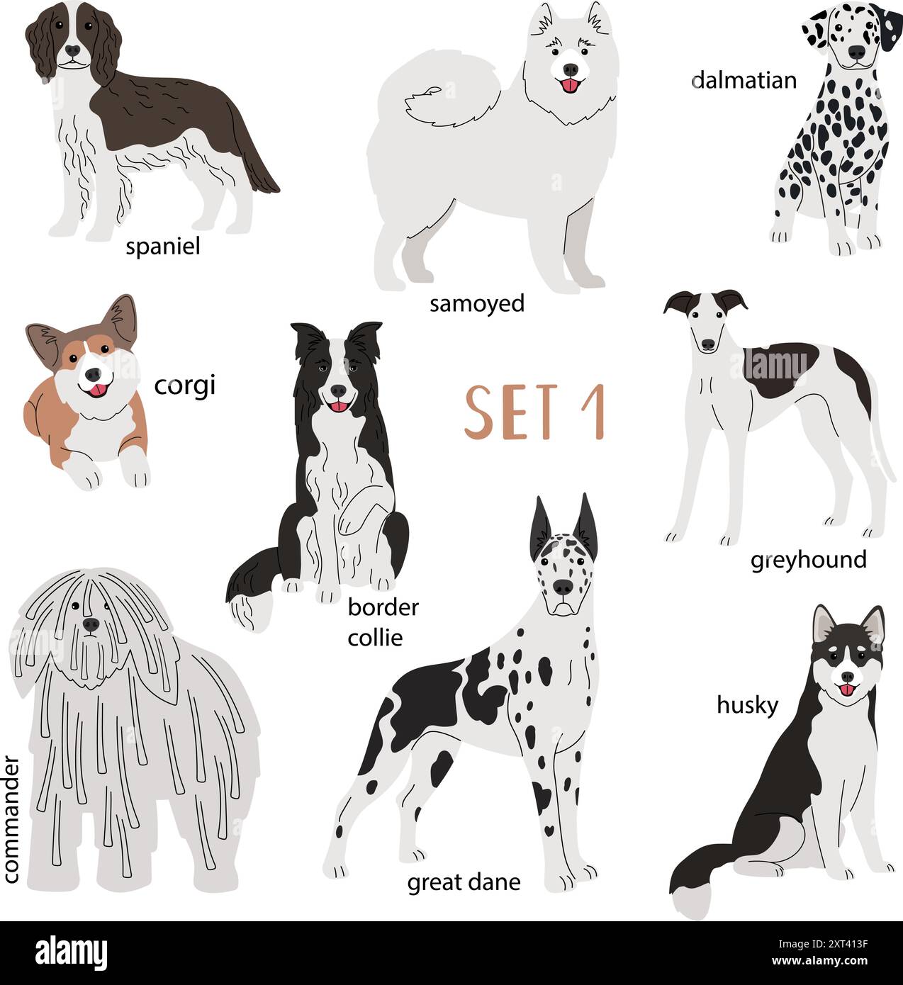 Cartoon dogs breeds corgi and husky hi-res stock photography and images ...