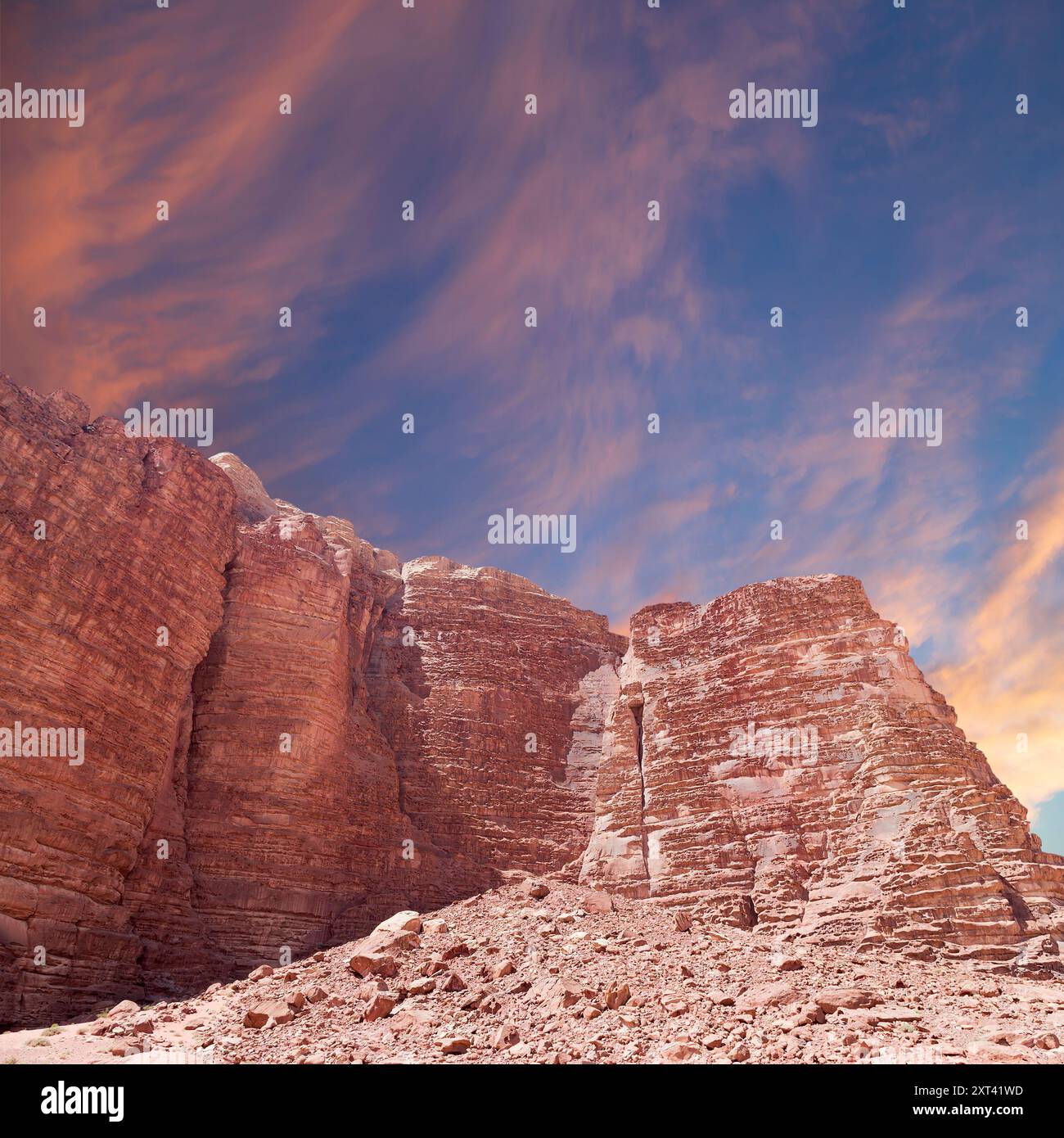 Mountains of Wadi Rum Desert also known as The Valley of the Moon is a ...