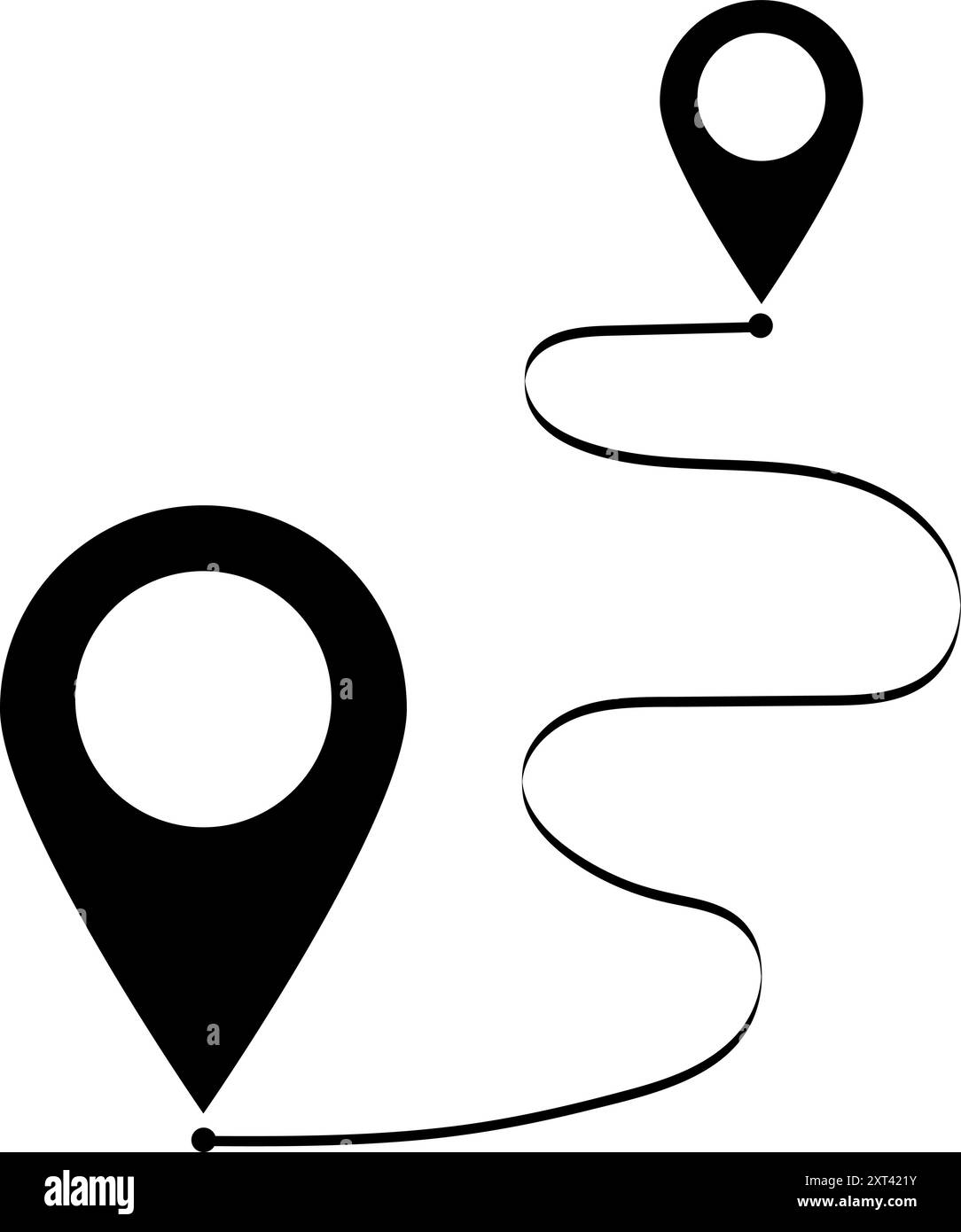 Route Icon Between Two Points With Dotted Path And Location Pin Location Pointer Continuous One