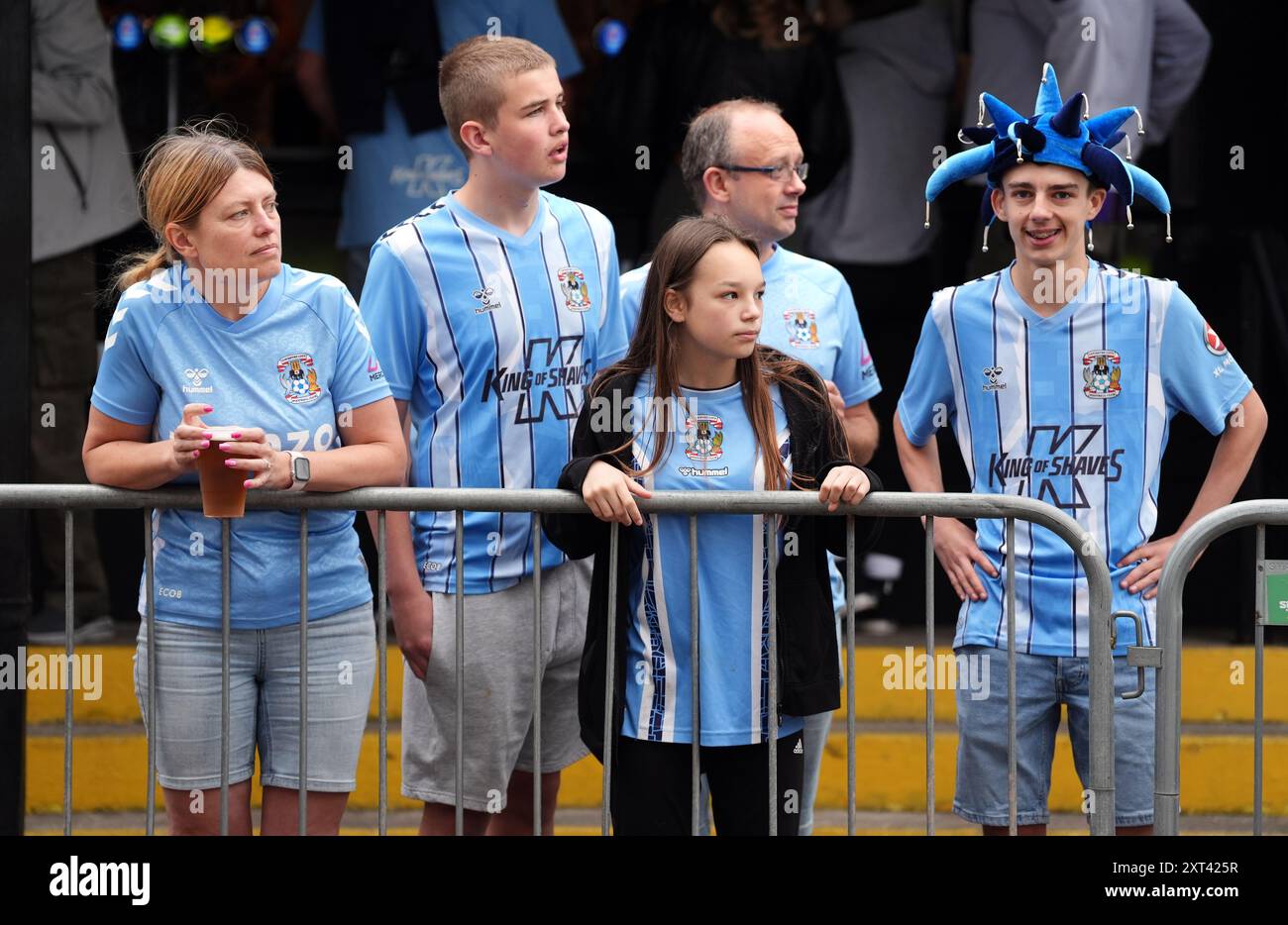 Coventry City fans await the team bus ahead of the Carabao Cup first ...