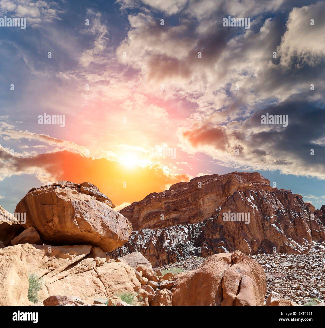 Mountains of Wadi Rum Desert also known as The Valley of the Moon is a ...