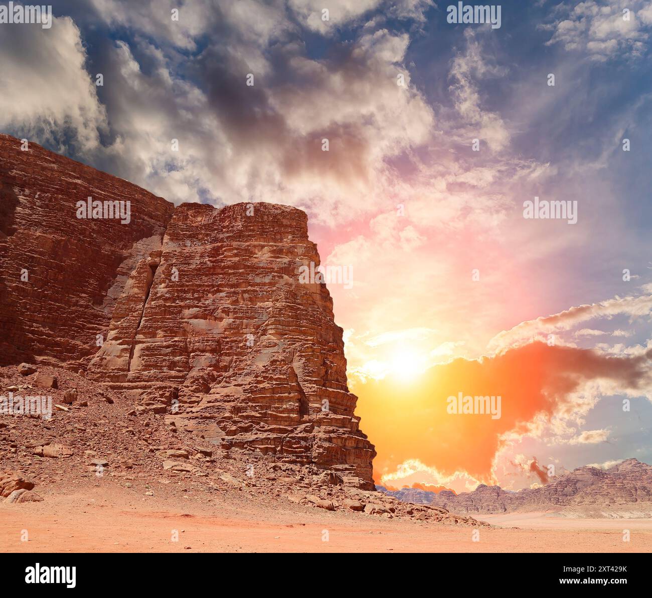 Mountains of Wadi Rum Desert also known as The Valley of the Moon is a ...