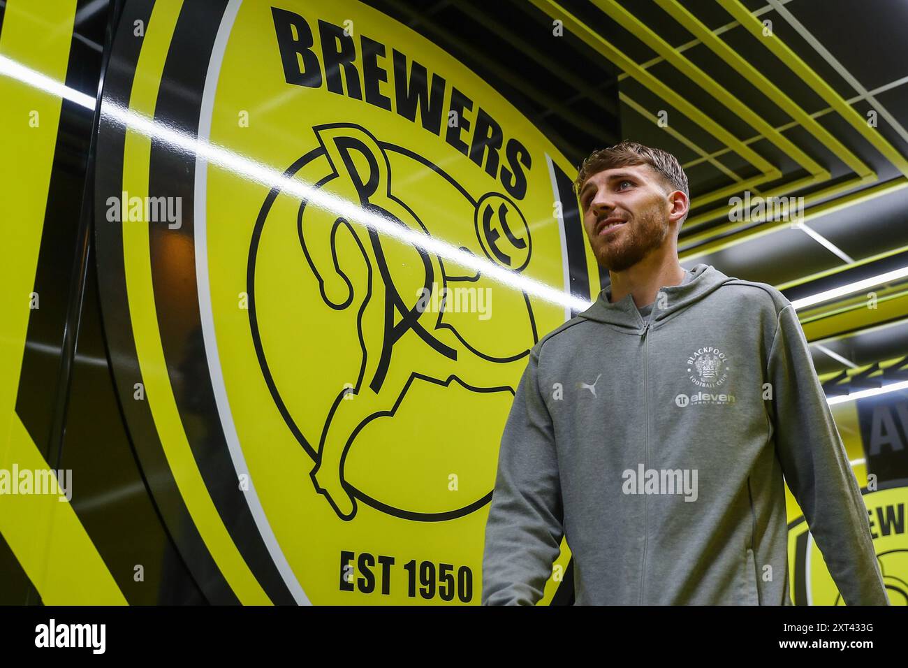 Daniel Grimshaw of Blackpool arrives ahead of the Carabao Cup match ...