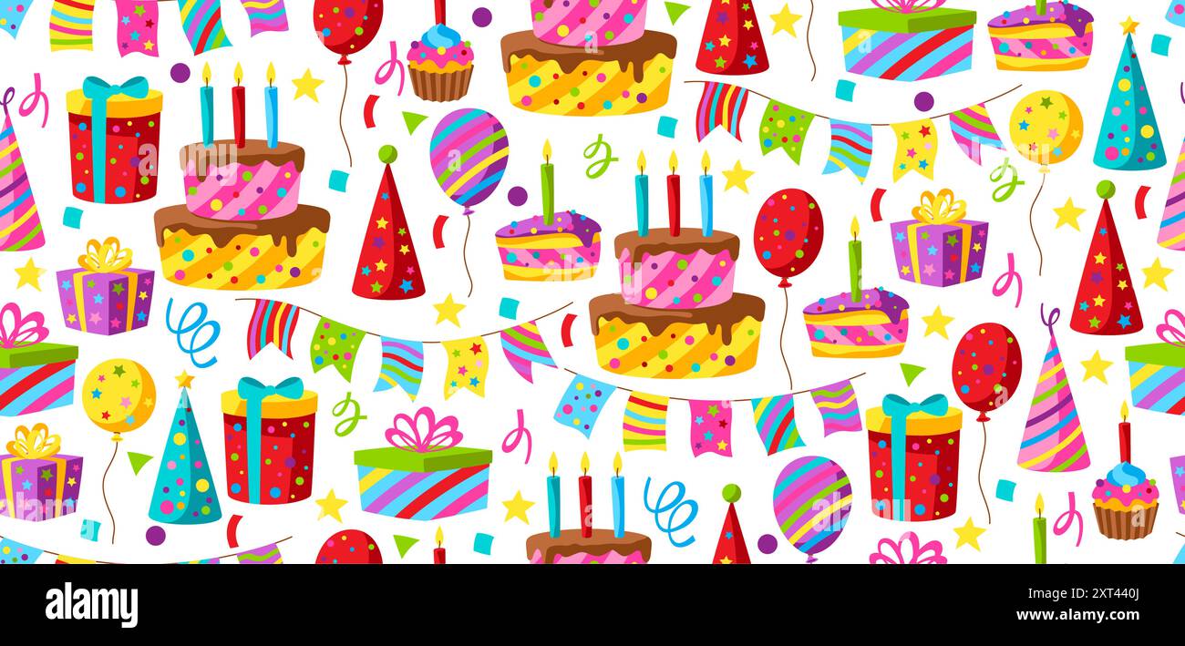 Happy Birthday pattern. Celebration or holiday items Stock Vector Image ...