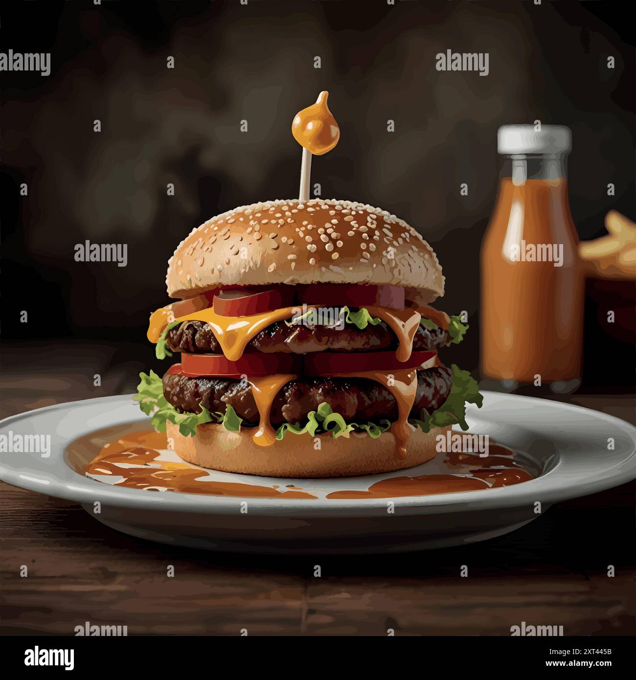 The iconic double-decker burger with special sauce Stock Vector Image ...