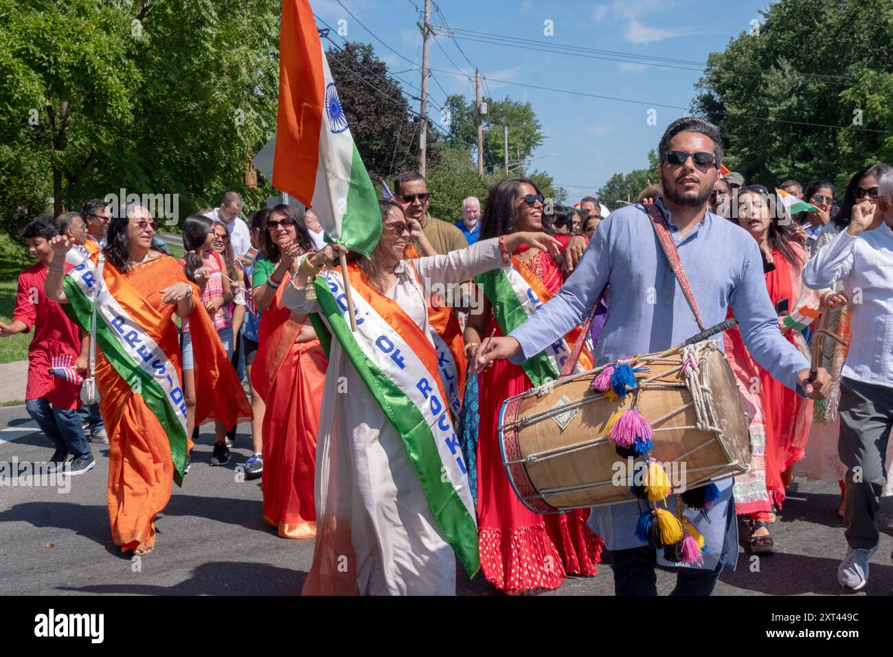 A happy group of marchers celebrate the anniversary of India's ...
