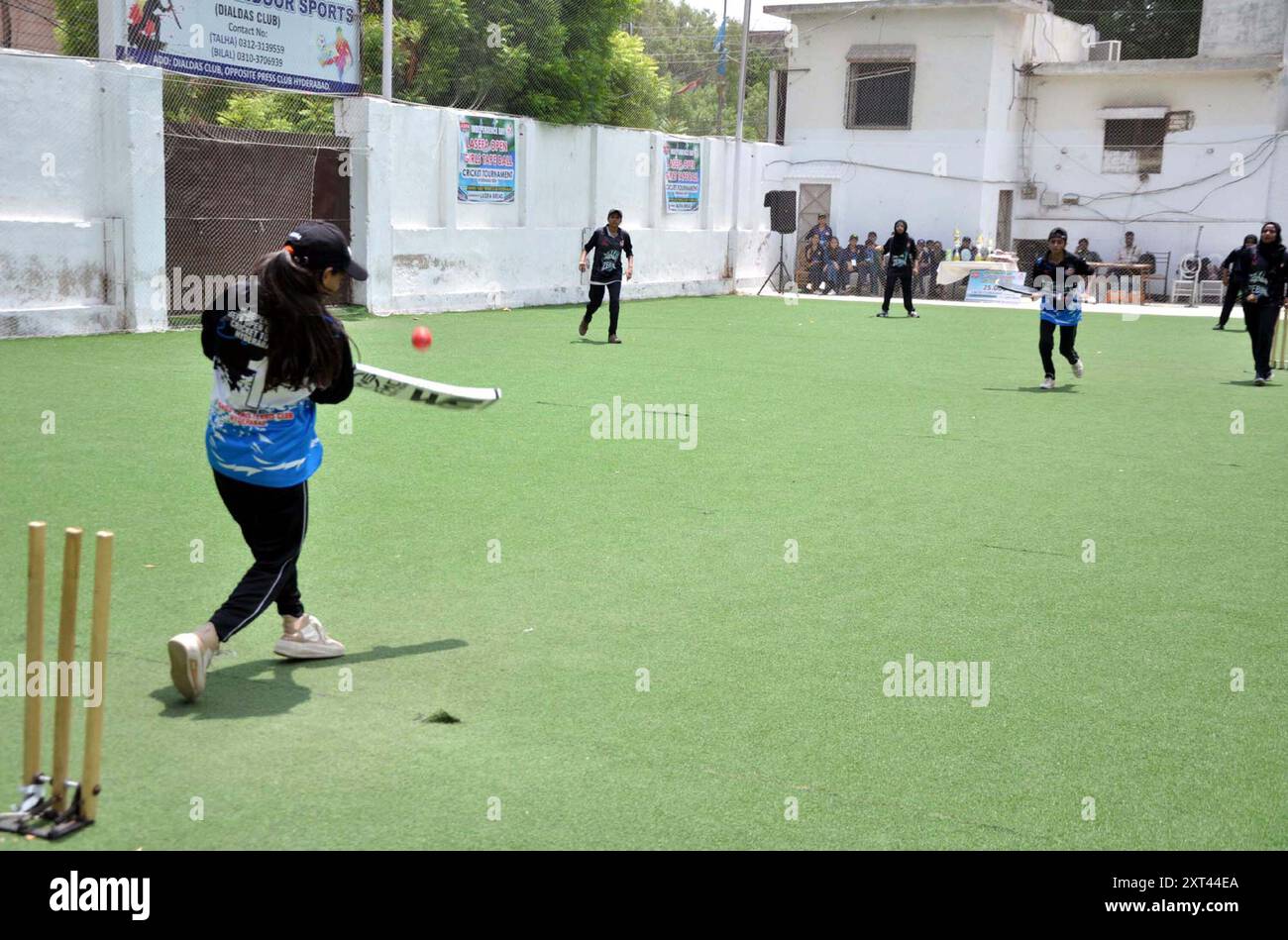 Players are in action during the Lasefa Open Girls Tape Ball Cricket ...