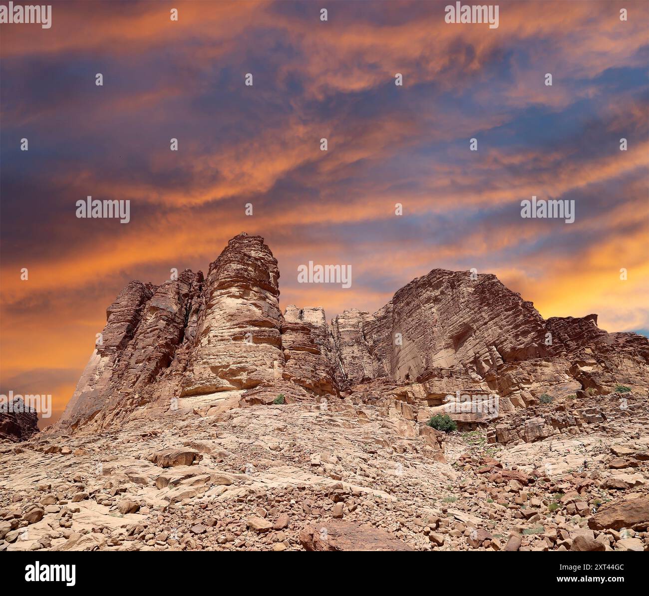 Mountains of Wadi Rum Desert also known as The Valley of the Moon is a ...