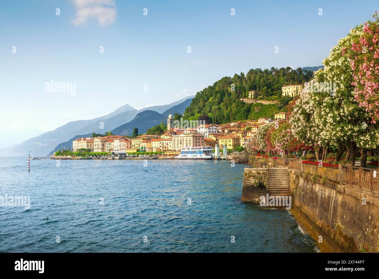 Lakeside of Bellagio town in Lake Como. Italian traditional lake ...