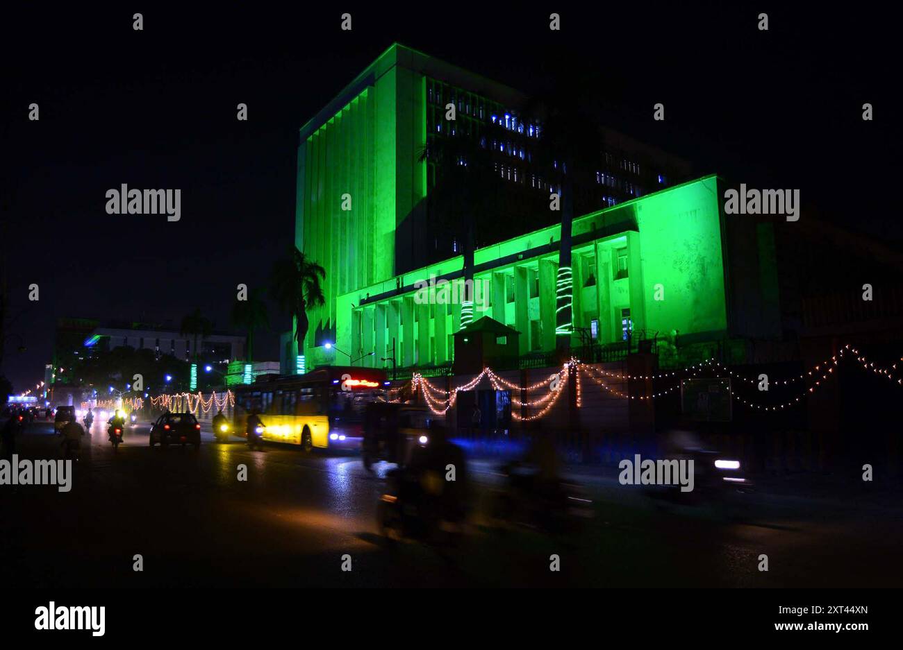 A beautiful illuminated view of State Bank of Pakistan (SBP) building ...