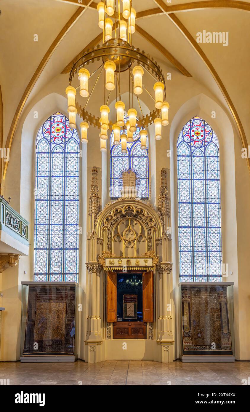 Prague, Czech Republic - May 27, 2024: main altar inside of Maisel ...