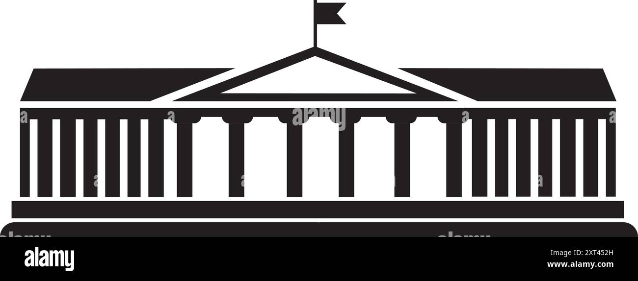Simple government building silhouette icon. Vector Stock Vector Image ...