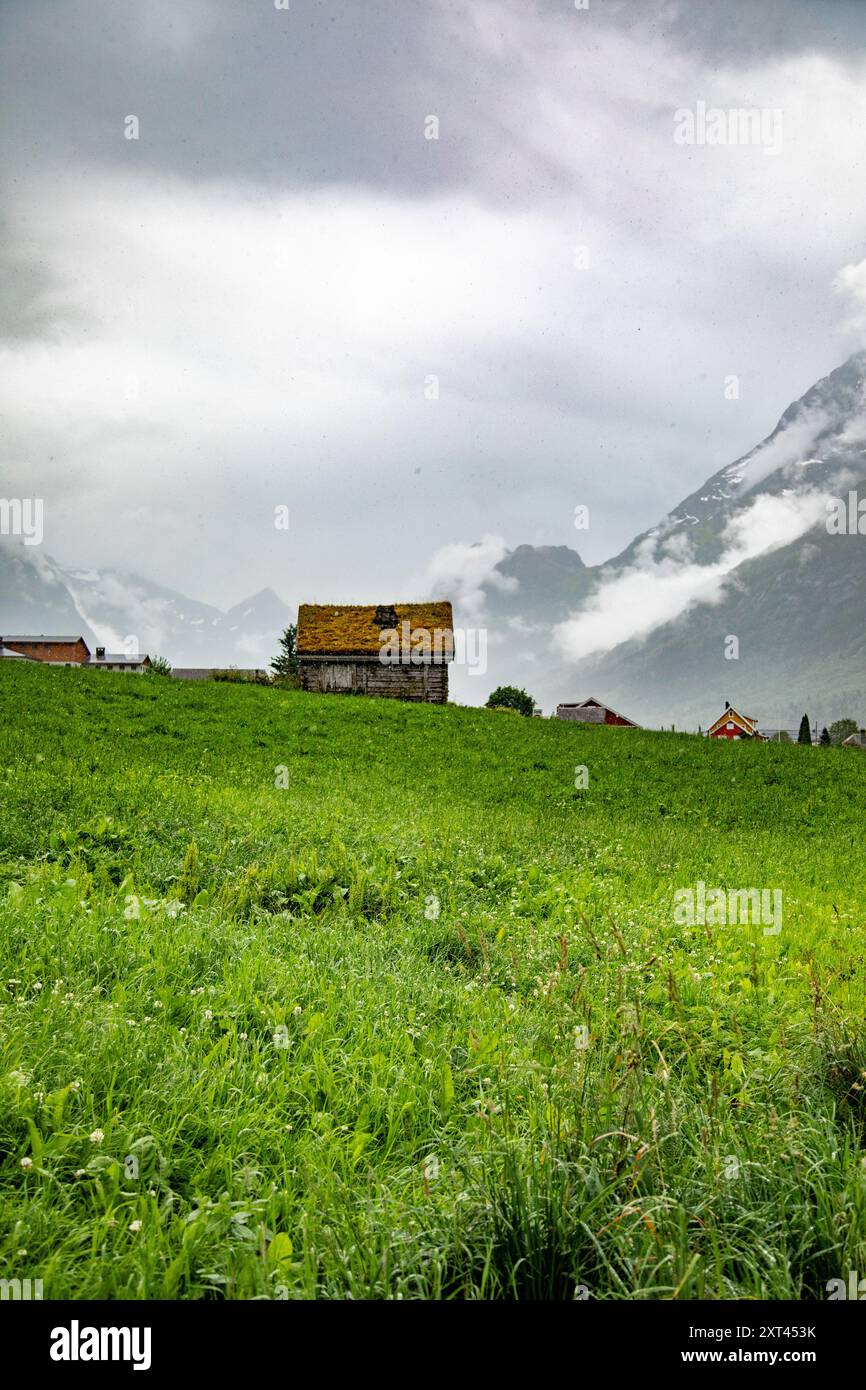 Traditional Norwegian timber built property in Olden, Norway Stock ...
