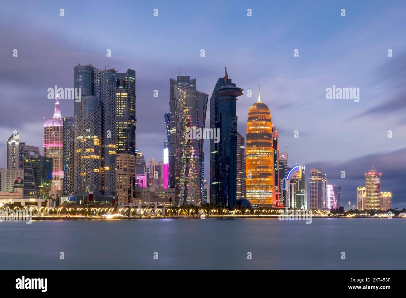 The Panoramic skyline of Doha, Qatar during sunset Stock Photo - Alamy
